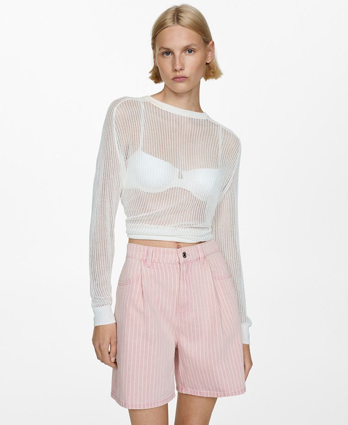 MANGO Women's Striped Denim Shorts - Macy's