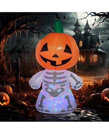 HOMCOM 6ft Inflatable Halloween Pumpkin Man with Smile Blow-Up Outdoor ...