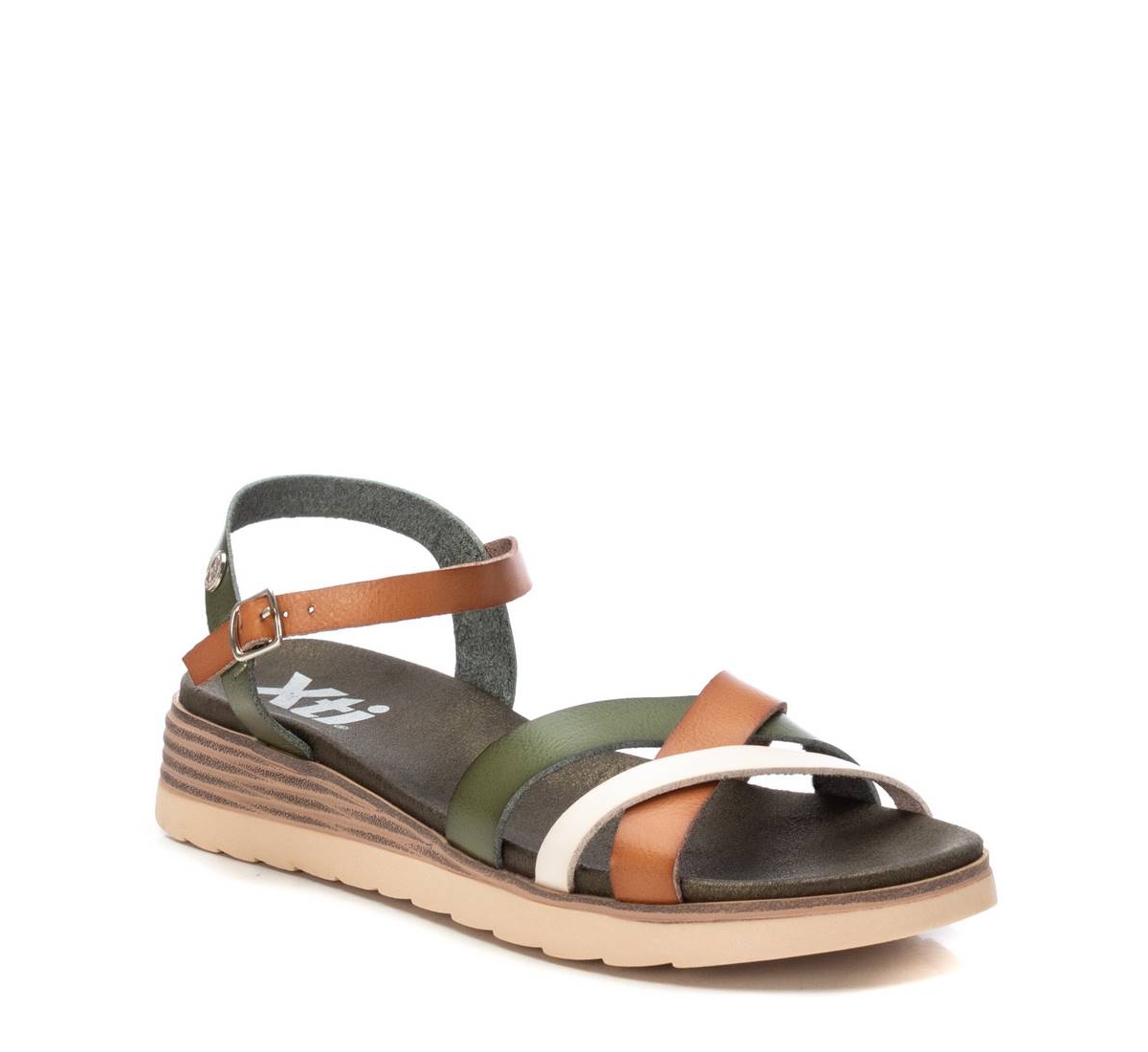 Click here for Womens Low Wedge Strappy Sandals By Xti - Dark gre... prices