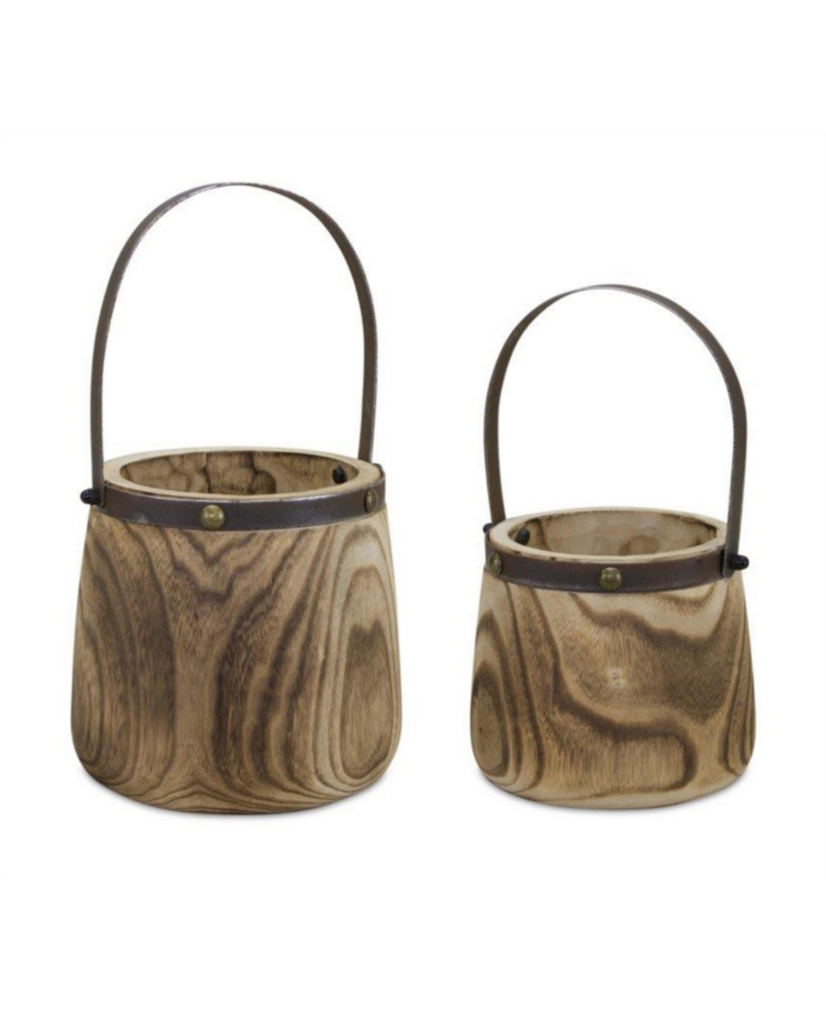 Click here for Slickblue Natural Wooden Pail Planter With Metal H... prices