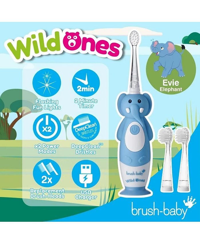 Brush-Baby WildOnes Elephant Kids Electric Rechargeable Toothbrush ...