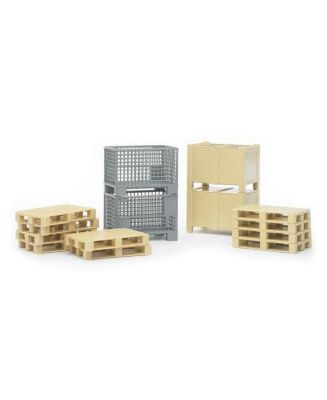 Bruder 1/16 Logistics Set with Pallets, Warehouse and Trailer Bins, and ...