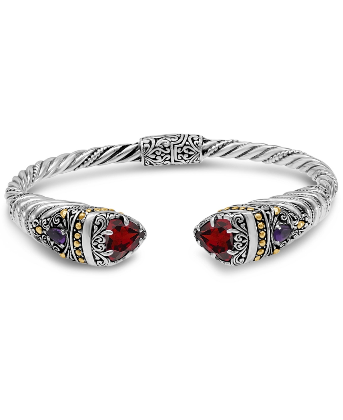Click here for Devata Garnet & Bali Uluwatu Cuff Bracelet in Ster... prices