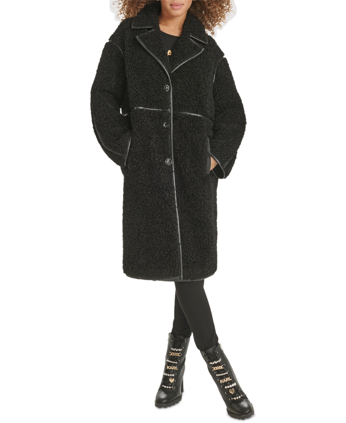 Click here for Karl Lagerfeld Paris Womens Faux-Leather-Trim Tedd... prices