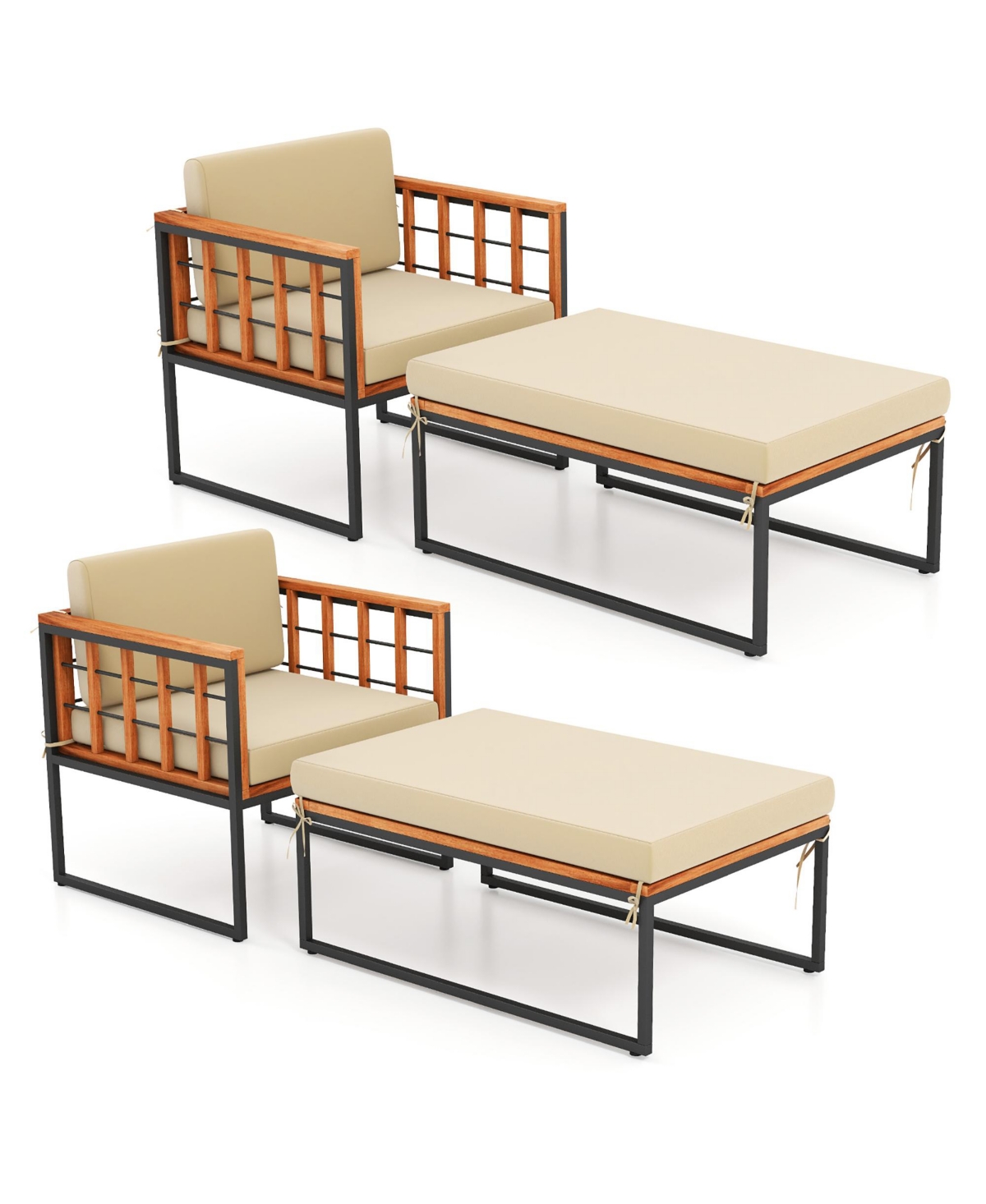 Click here for Gymax 2PCS Outdoor Chaise Lounge Chair Acacia Wood... prices