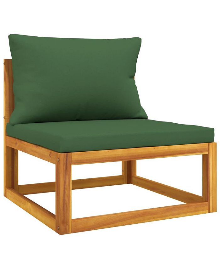 vidaXL Patio Middle Sofa with Green Cushions Solid Wood Acacia - Macy's