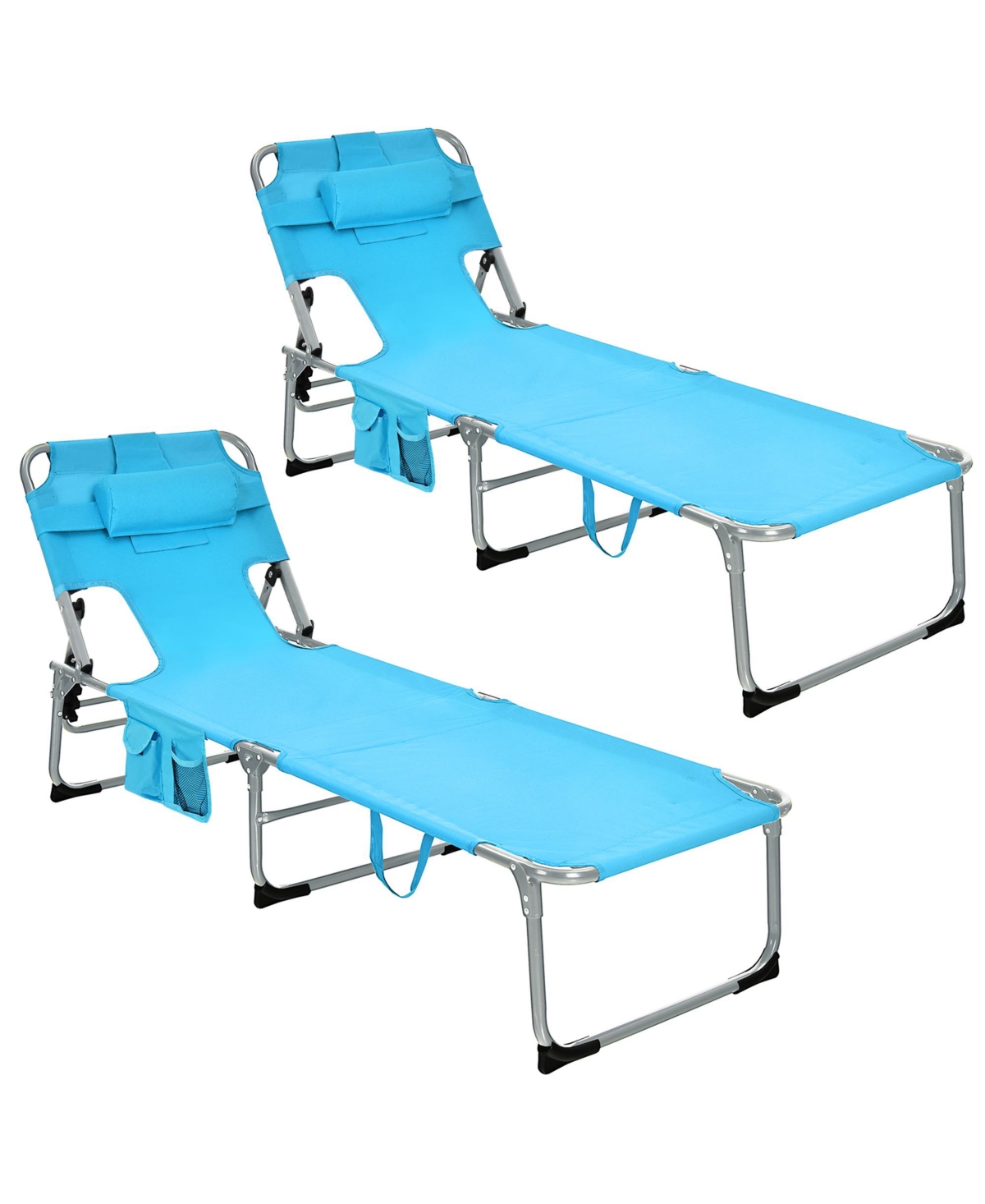 Click here for Gymax Set of 2 Beach Chaise Lounge Chair Folding R... prices
