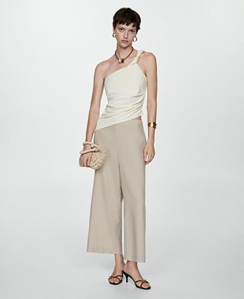 MANGO Women's Wide Leg Linen Pants - Macy's