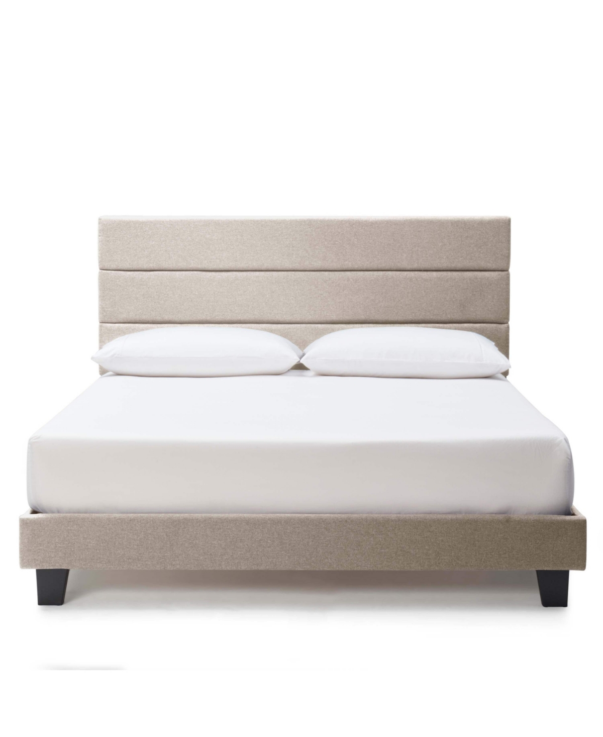 Clara Clark Horizontal Channel Upholstered Platform Bed - King - Navy - Beige