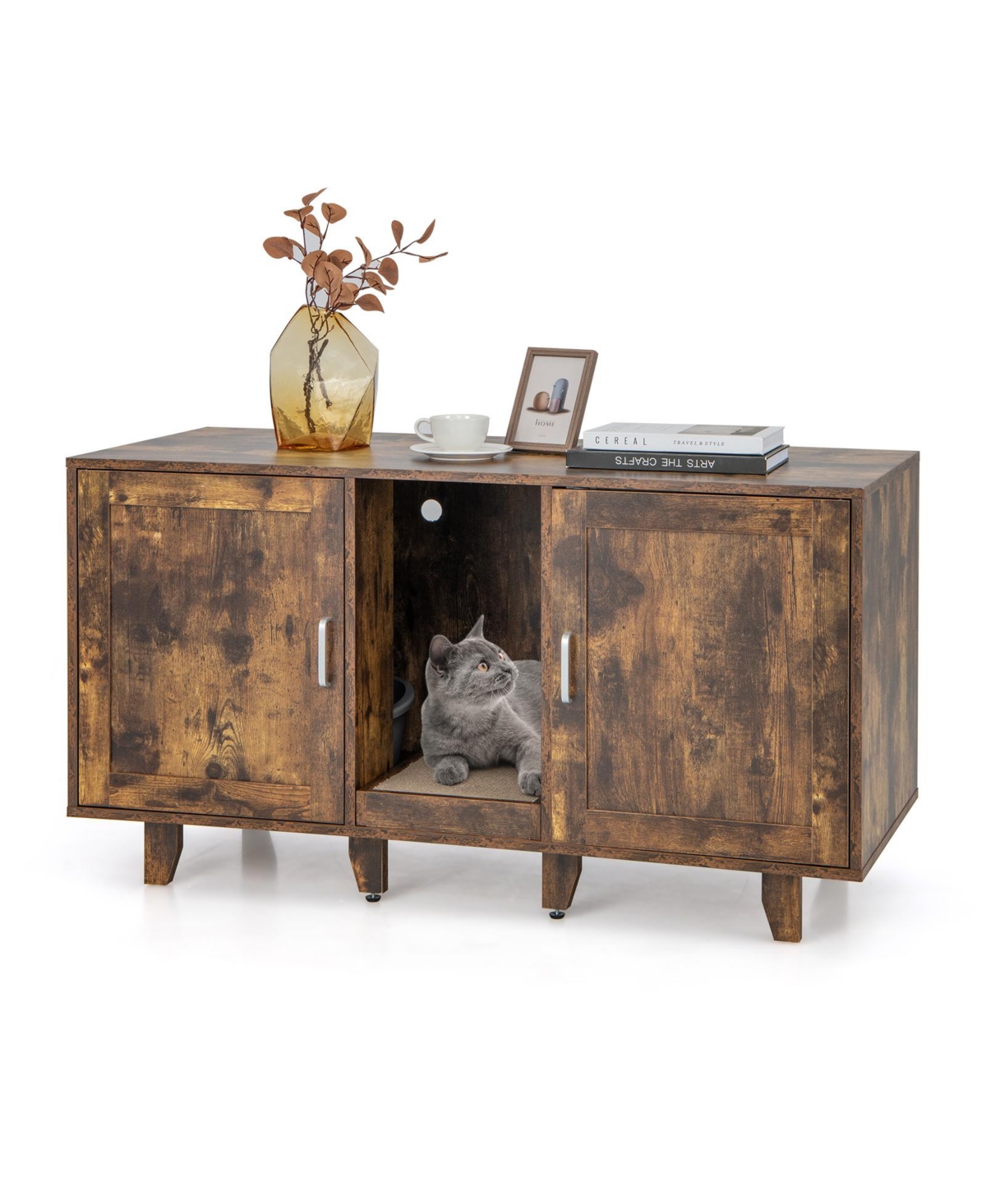 Click here for Sugift 2-Door Cat Litter Box Enclosure with Windin... prices