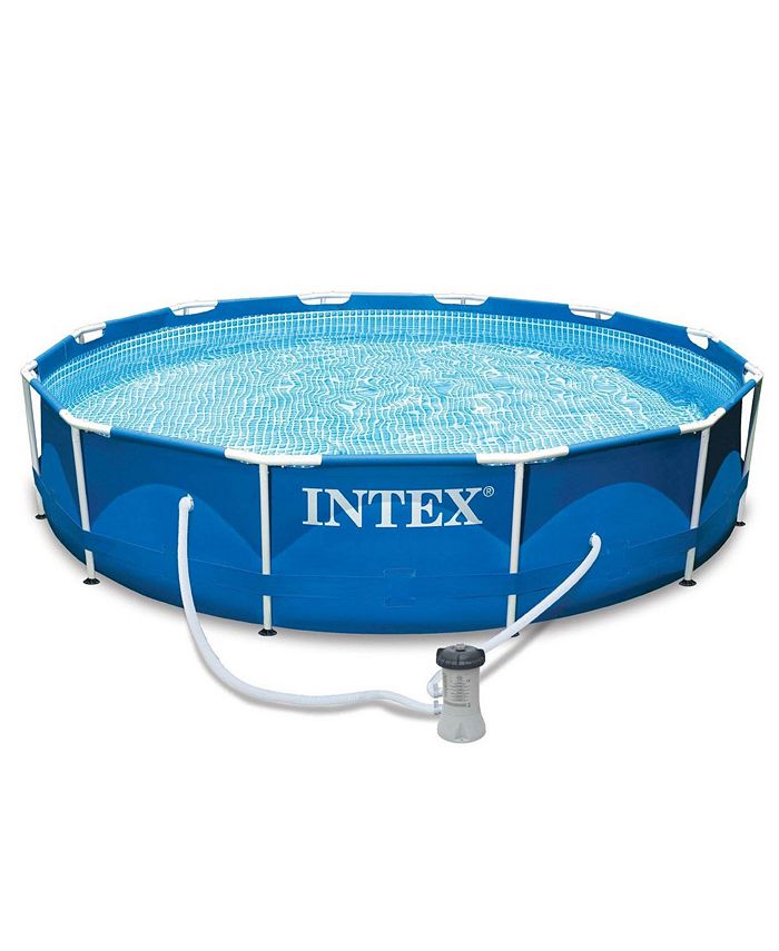 Intex 12ft x 30in Metal Frame Set Above Ground Swimming Pool with ...