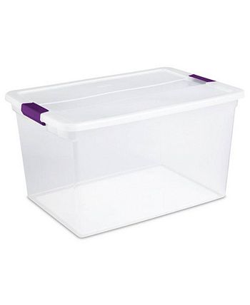 Sterilite 66 Quart Clear Plastic Latching Handle Storage Container Tote ...