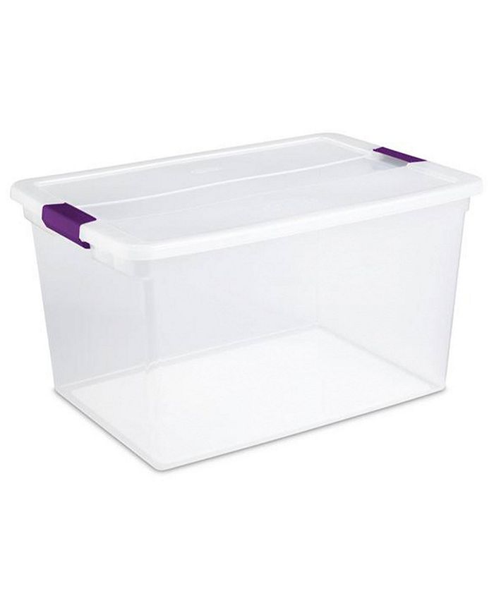 Sterilite 66 Quart Clear Plastic Latching Handle Storage Container Tote ...