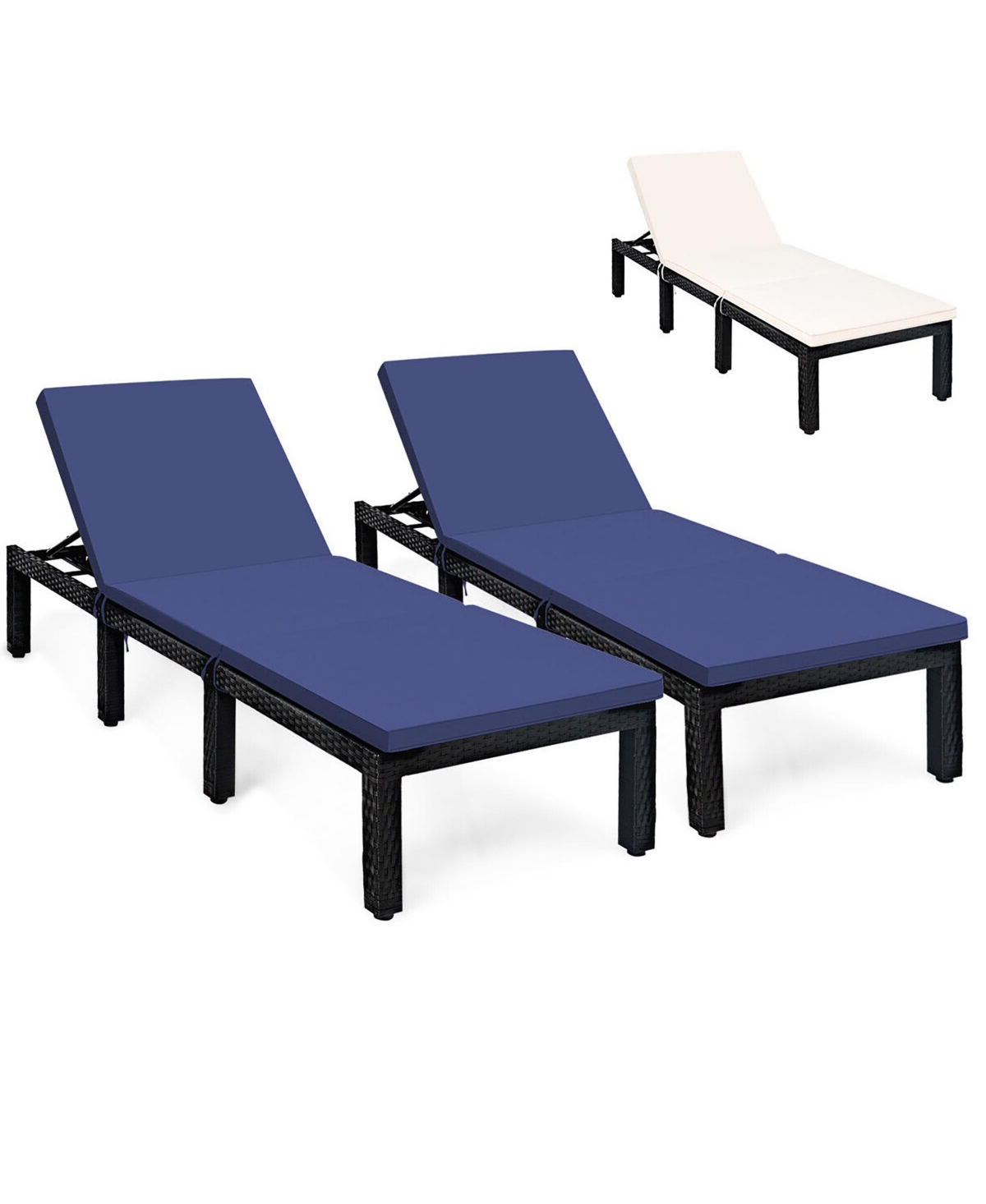 Click here for Gymax 2PCS Patio Lounge Chair Rattan Chaise w/ Adj... prices