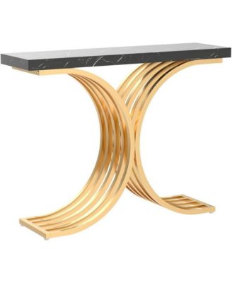 Tribesigns Gold Entryway Console Table with Led Light, Modern Foyer ...