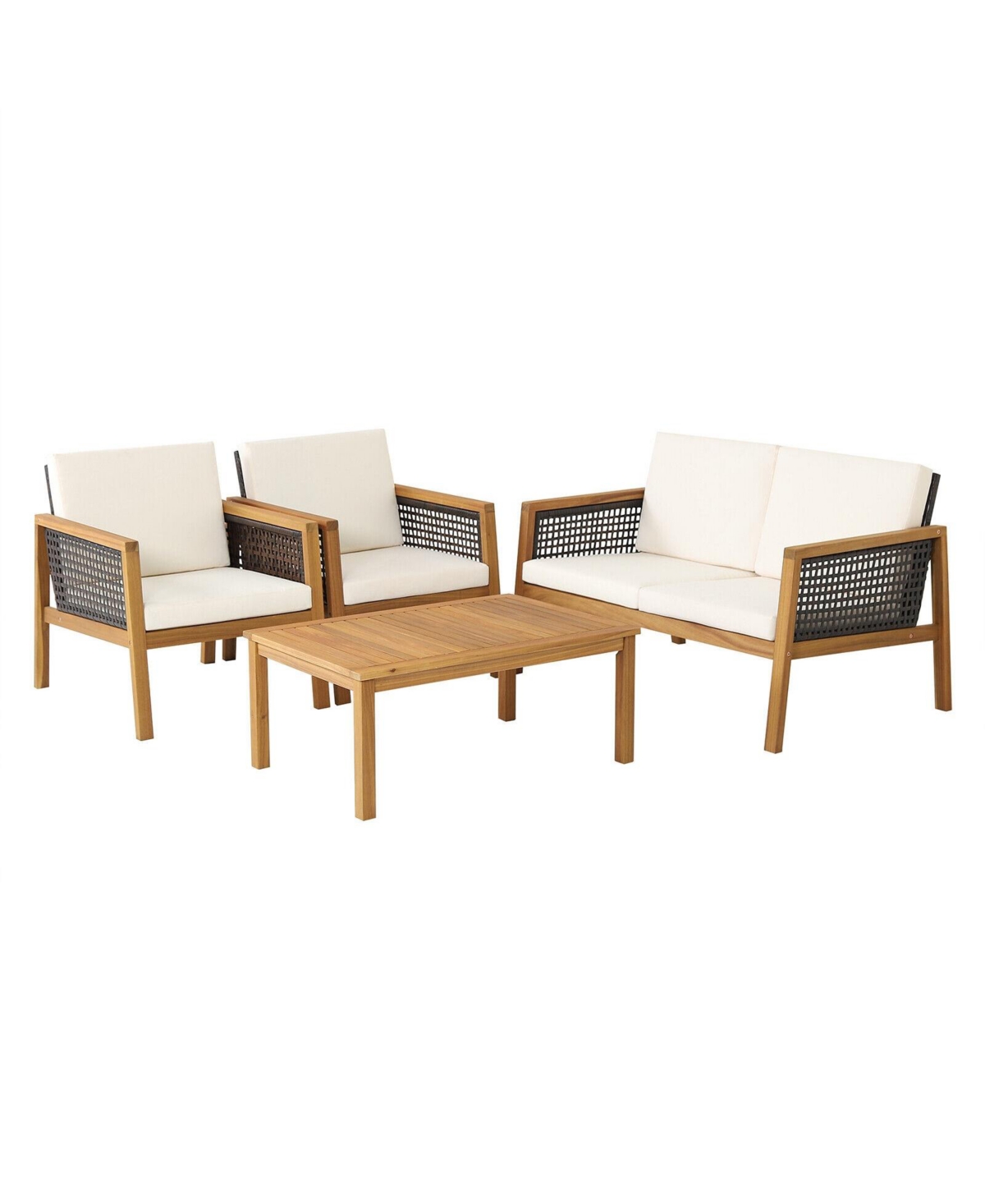 Click here for 4 Pieces Patio Rattan Furniture Set with Removable... prices