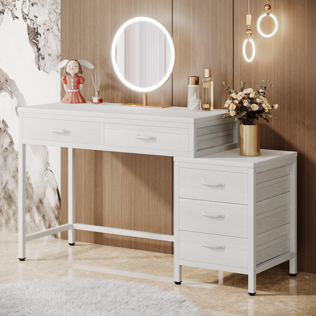 Click here for Tribesigns Vanity Desk with 5 Drawers  Makeup Vani... prices