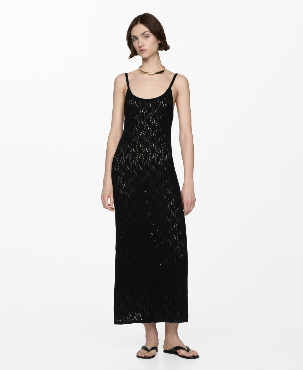 Click here for Mango Womens Crochet Long Dress - Black prices