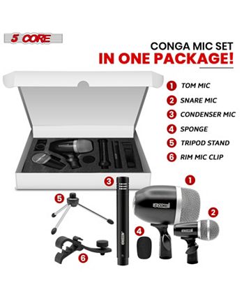 5 Core Conga Mic Cardioid Dynamic XLR Microphone For Kick Drum Snare ...