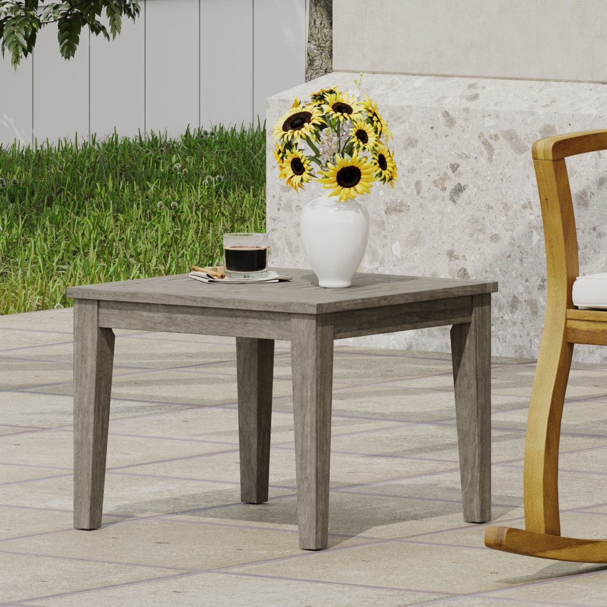 Click here for Streamdale Hampton Wood Outdoor Side Table - Grey prices