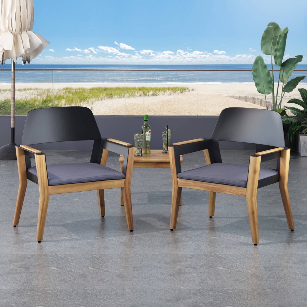 Click here for Streamdale Acacia Wood Club Chairs With Cushions (... prices