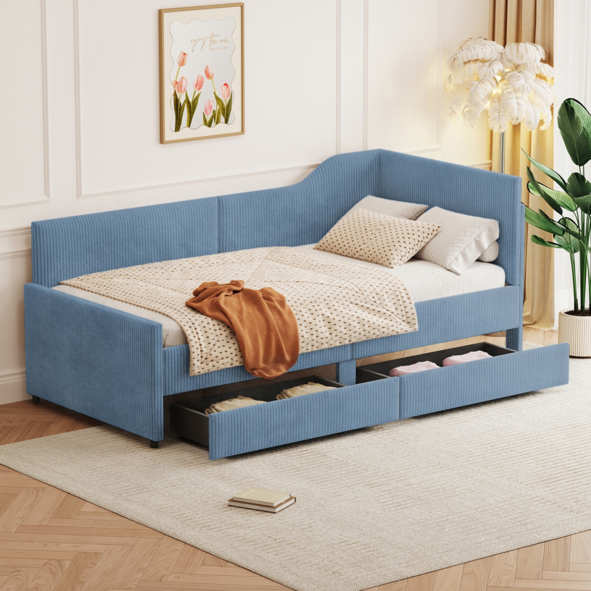 Click here for Streamdale Twin Size L-Shaped Corduroy Daybed with... prices