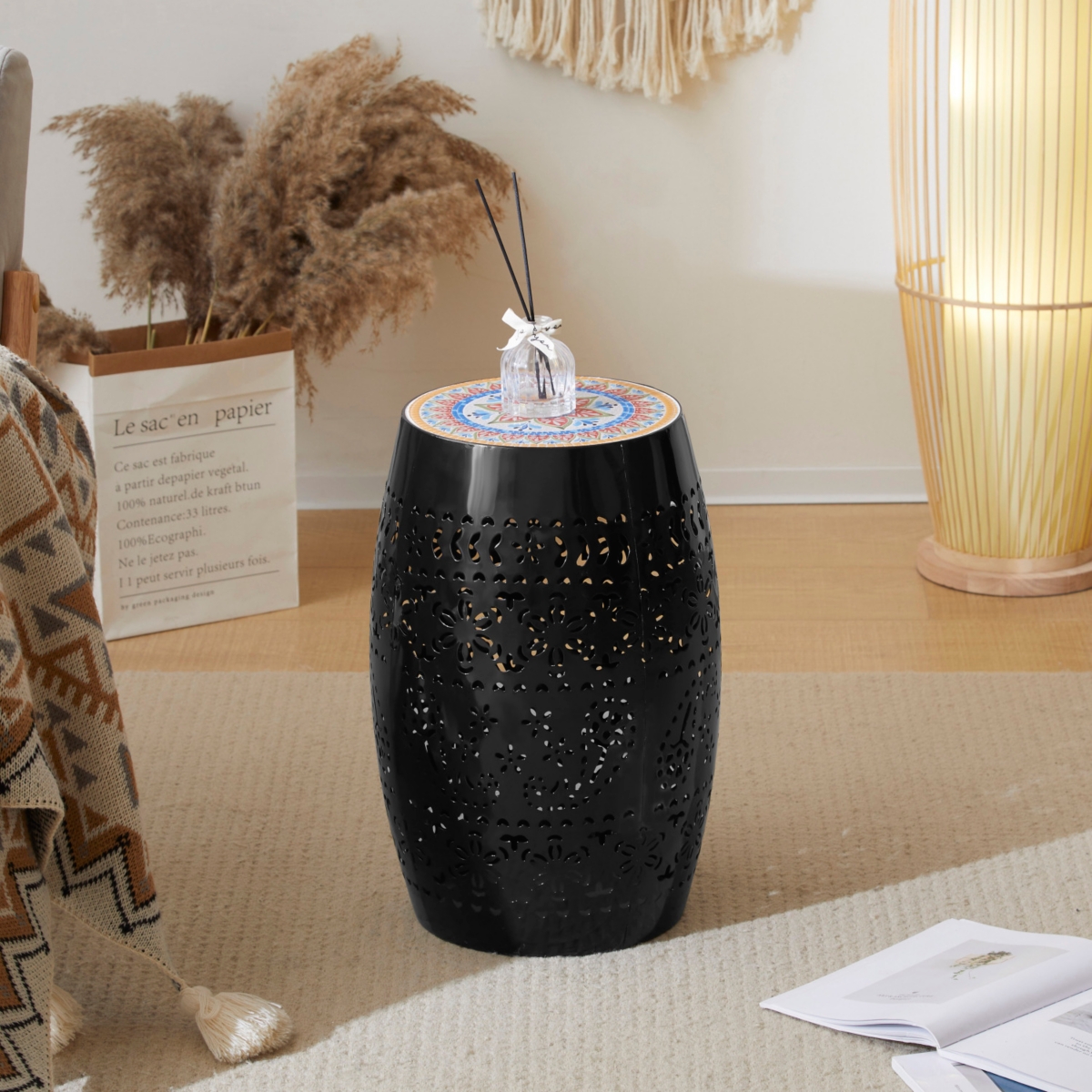Click here for Streamdale 12" Mosaic Side Table Pattern  Bla... prices