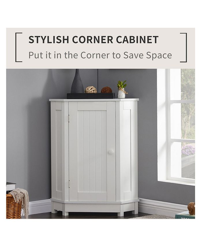 Simplie Fun Modern Triangle Corner Bathroom Cabinet with Adjustable ...