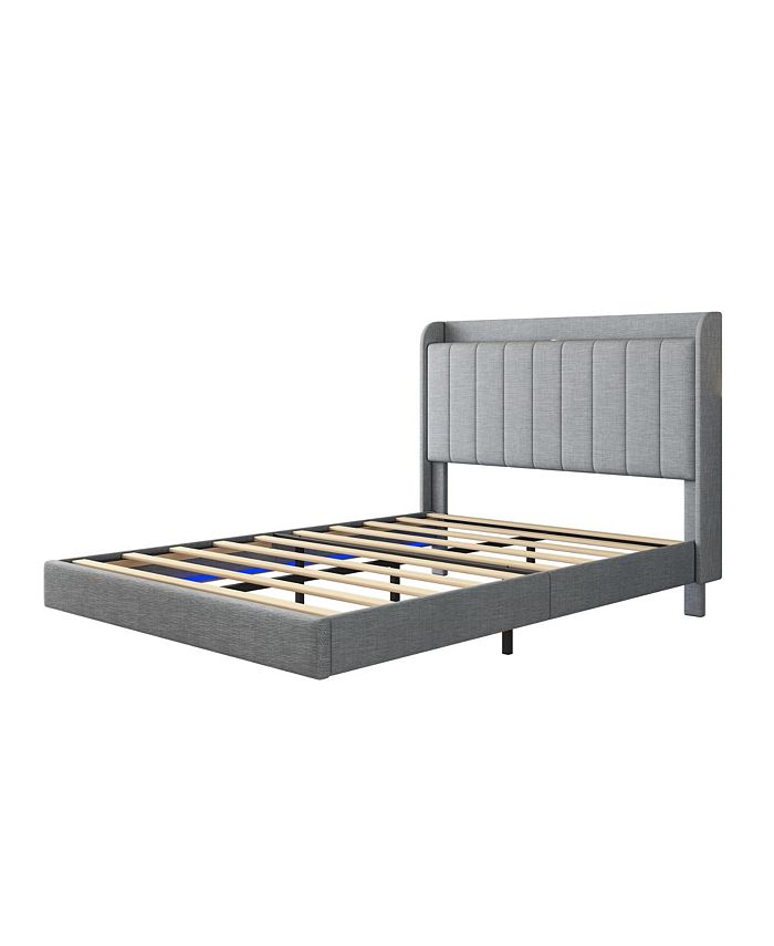 Simplie Fun Floating Bed Frame with LED Lights, Remote Control, and APP ...