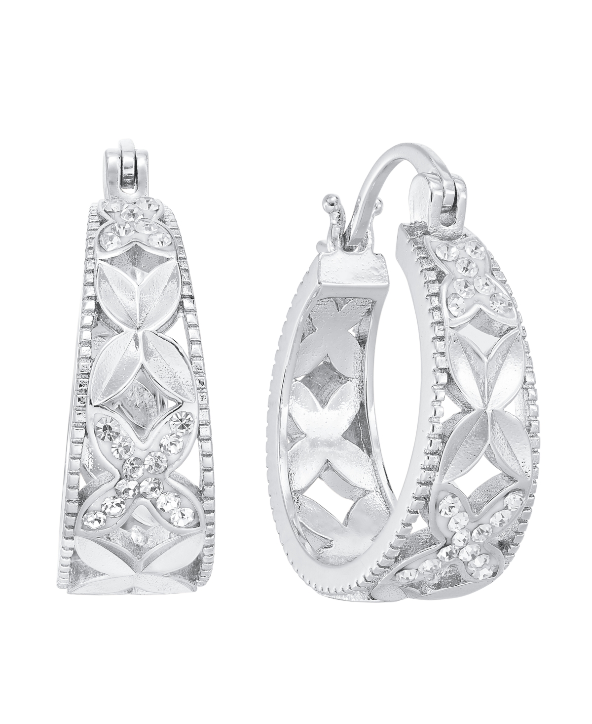 Click here for And Now This Clear Crystal Flower Hoop Earring - S... prices