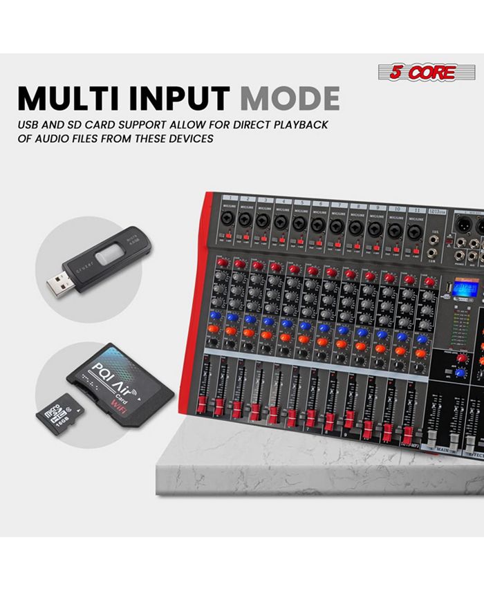 5 Core Audio Mixer 12 Channel DJ Controller Professional Sound Board ...