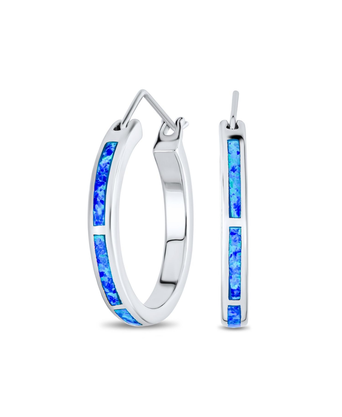 Click here for Bling Jewelry Created White Blue Opal Inlay Thin F... prices