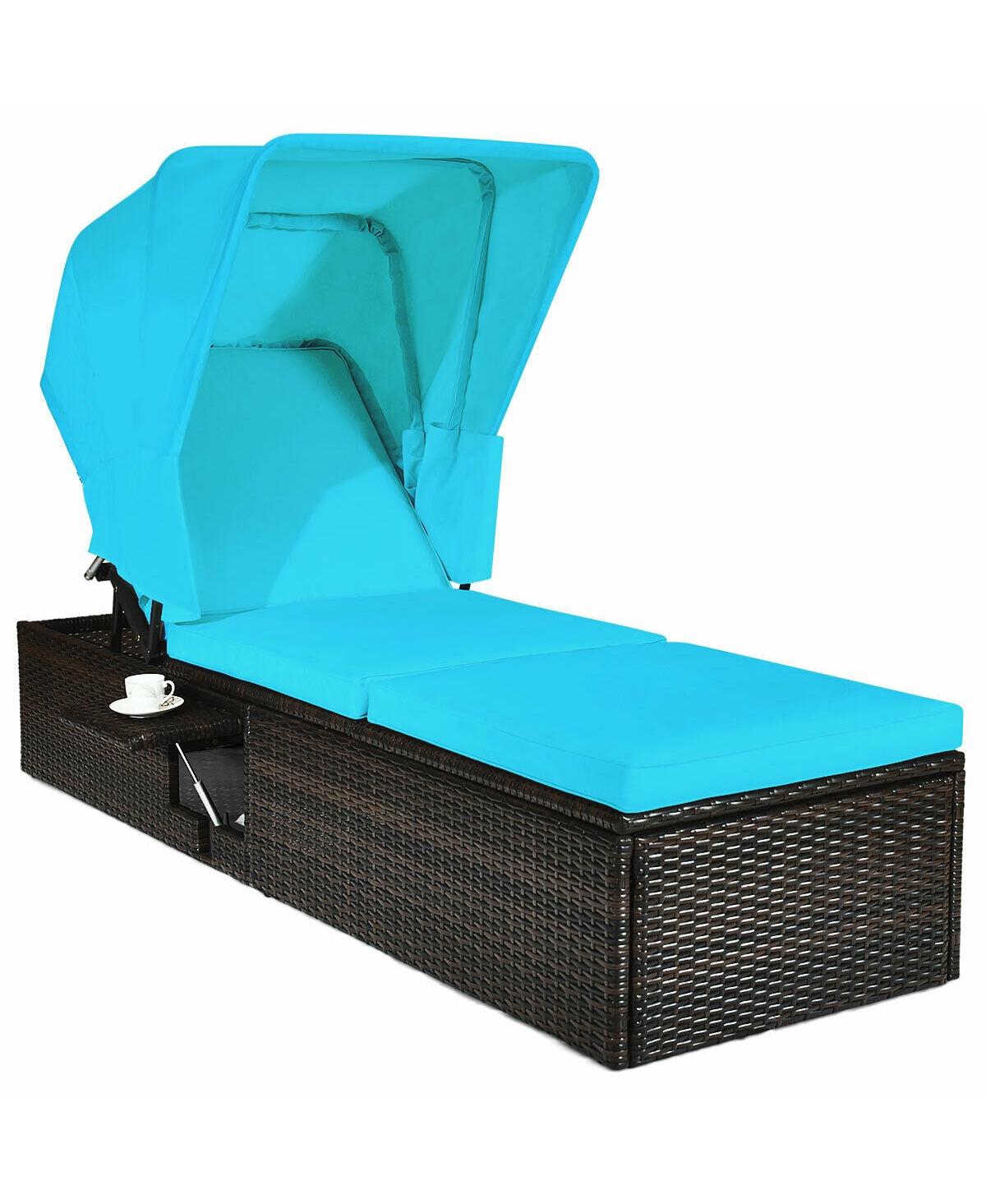 Click here for Slickblue Chaise Cushioned Top Canopy Patio Rattan... prices