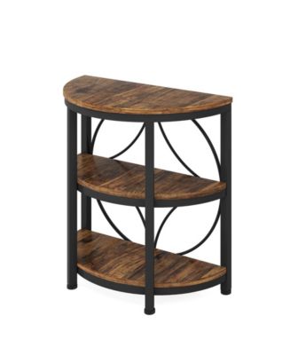 Tribesigns Half Round End Table, 3-Tier Narrow Side Table with Metal ...