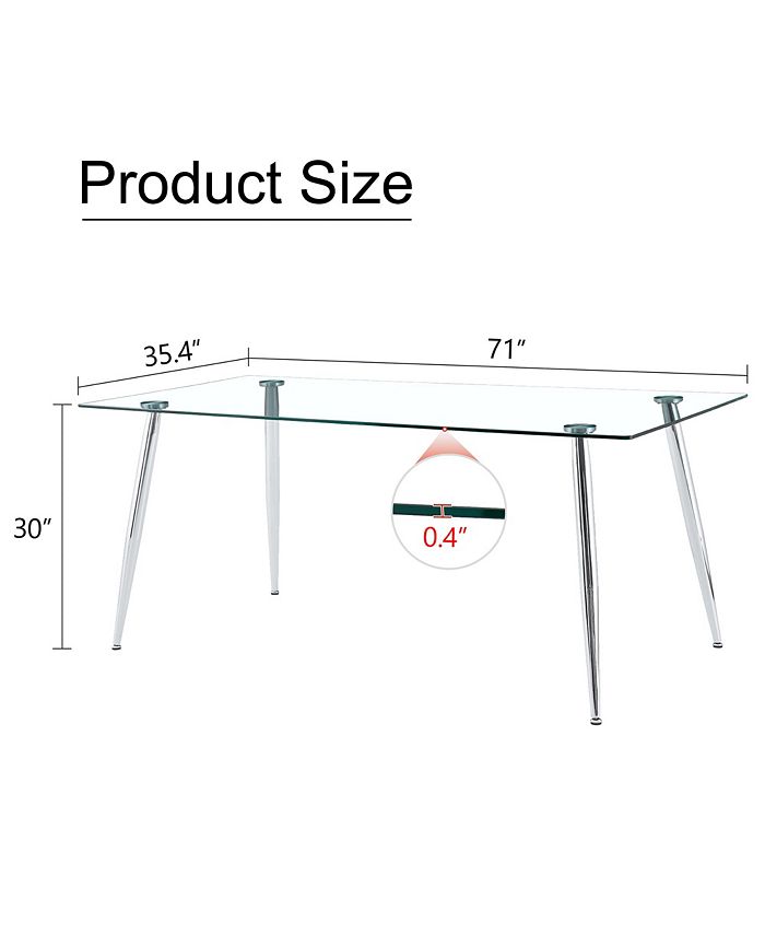Simplie Fun Modern Glass Dining Table with Silver Legs - Macy's