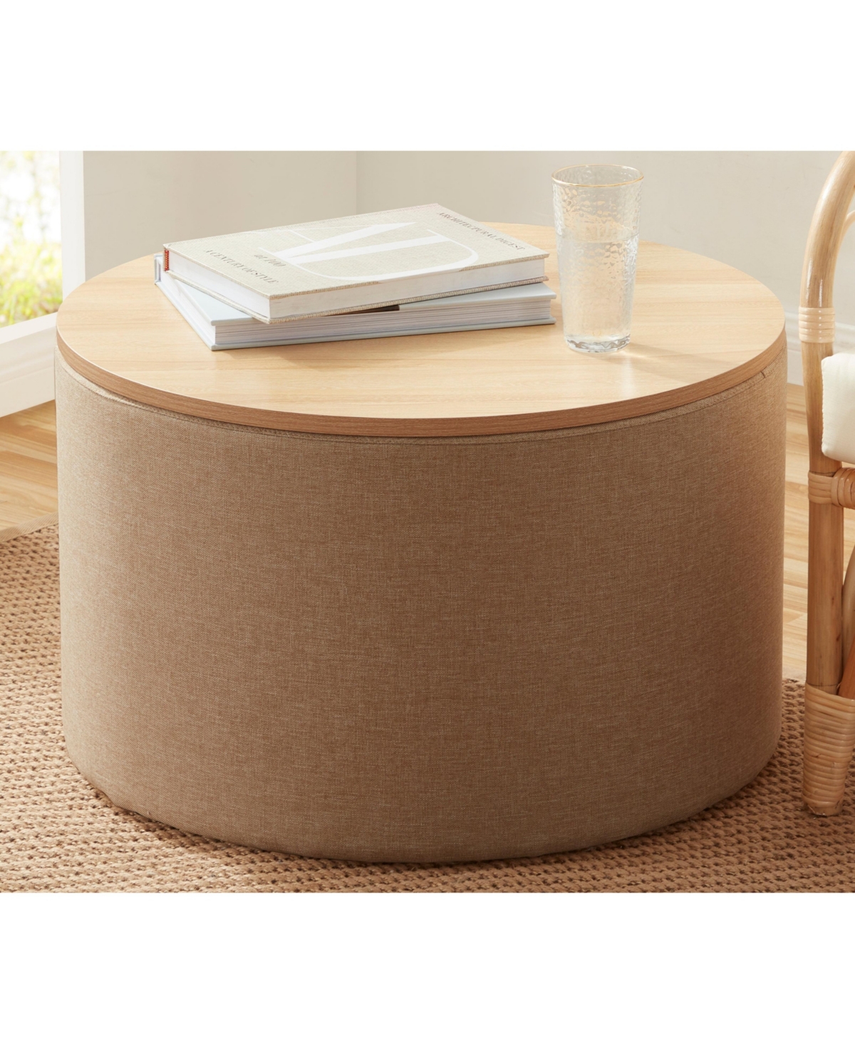 Click here for Parker Large Round Coffee Table Storage Ottoman -... prices