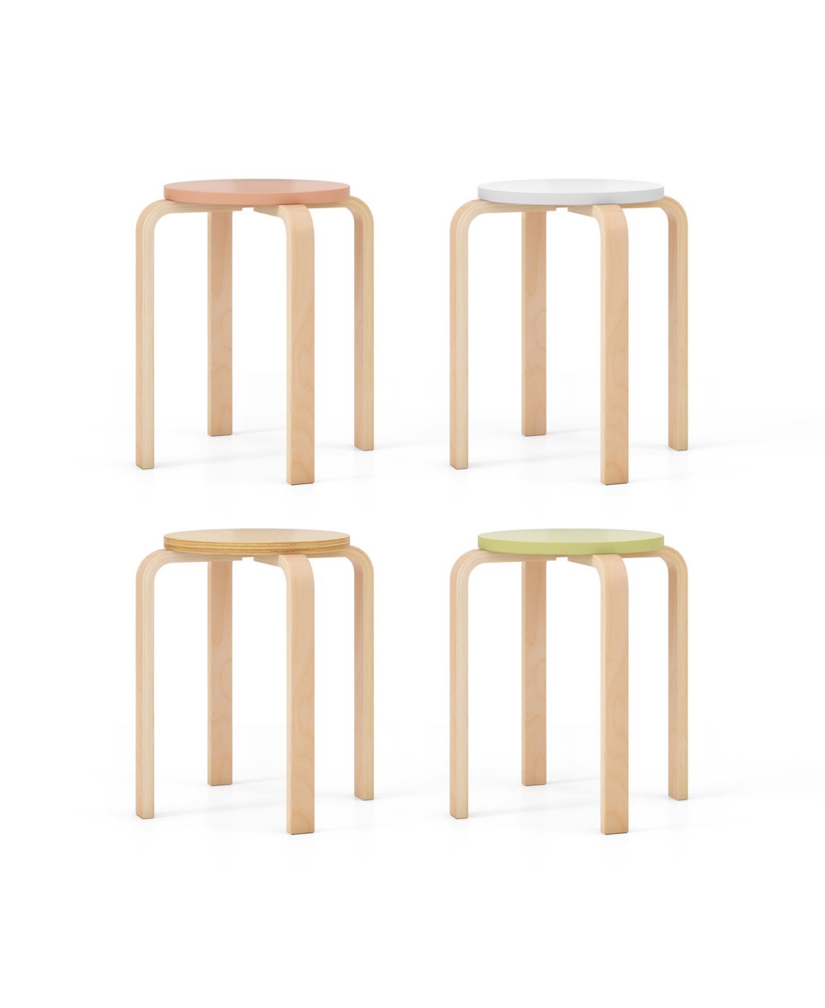 Click here for Sugift Set of 4 Bentwood Stackable Stools Dining S... prices