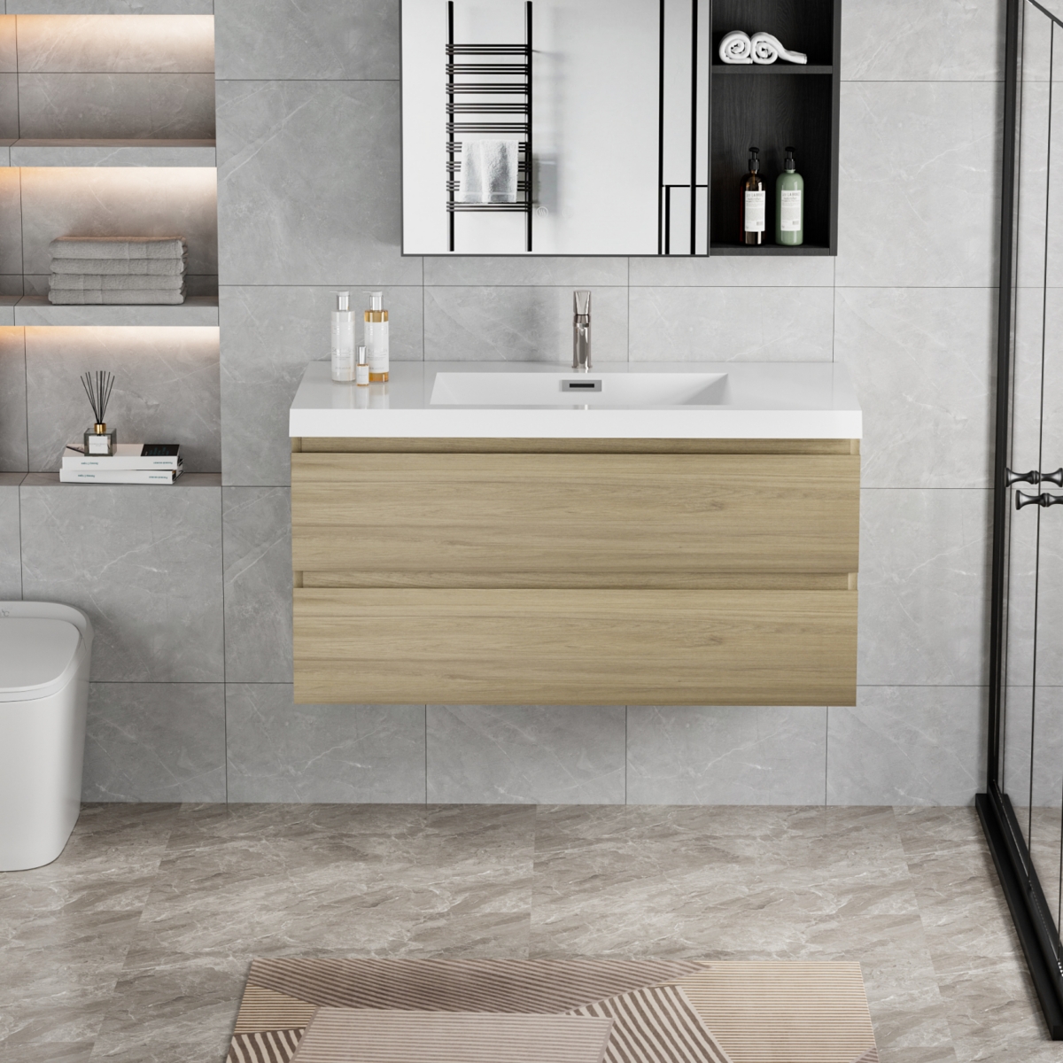 Click here for 42" Wall-Mounted Vanity with Resin Sink & Dra... prices