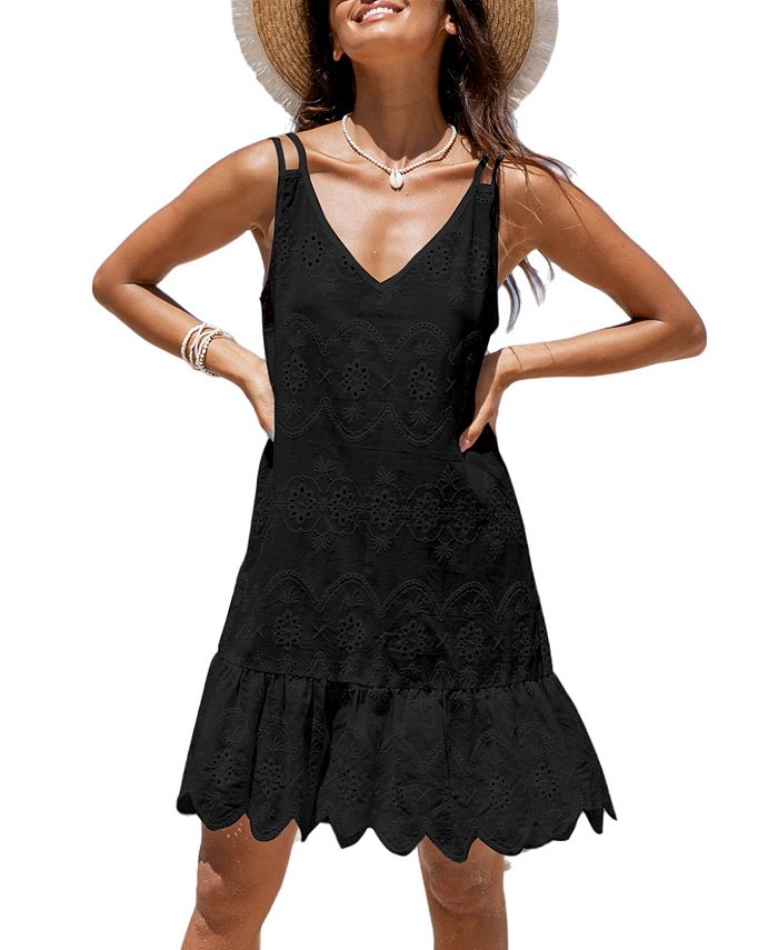 CUPSHE Women's Floral Eyelet Cover-Up Beach Dress - Macy's
