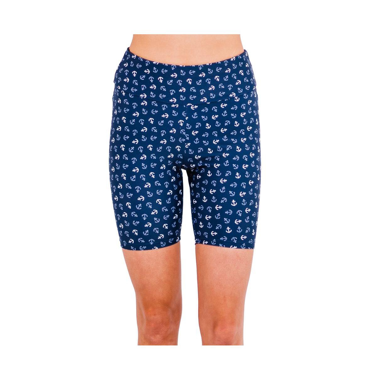 Click here for Calypsa Womens Mid-Thigh Swim Shorts - Navy anchor... prices