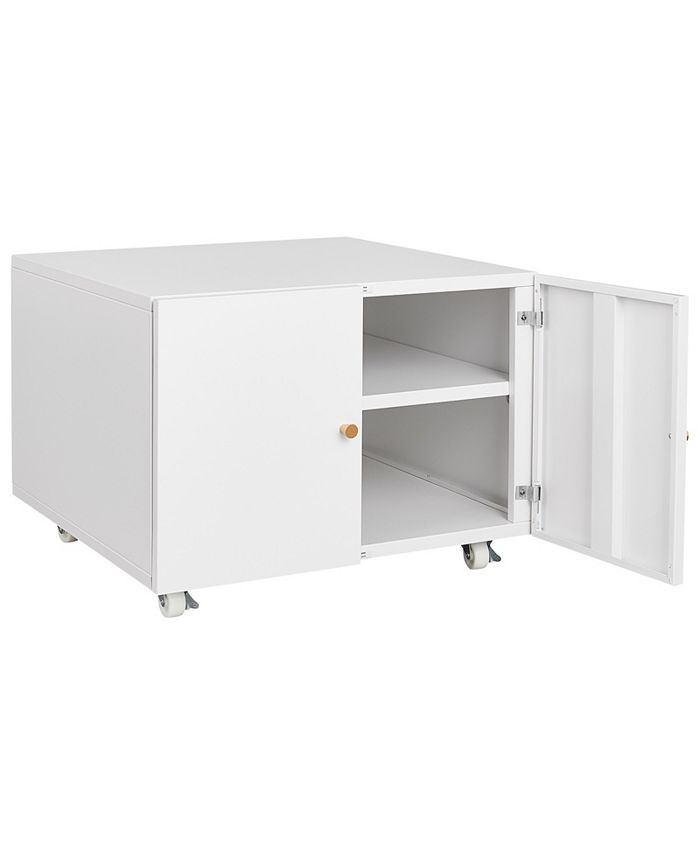 Simplie Fun Office Furniture Copier Cabinet White 2 Door Steel Copier ...