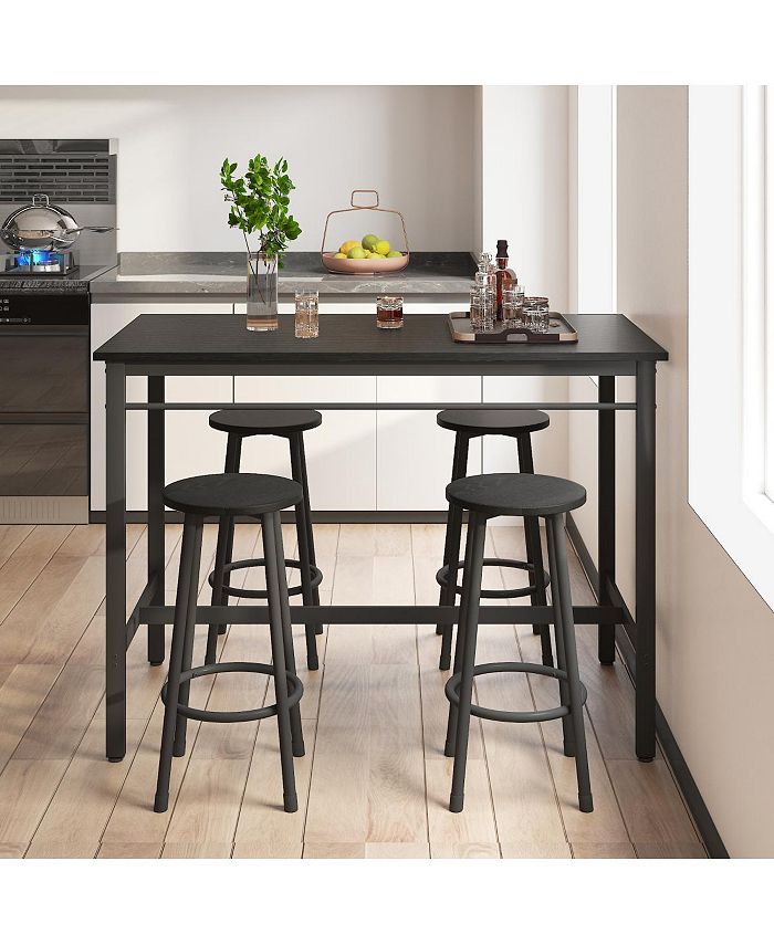 Simplie Fun 5-Piece Rural Kitchen Table With Four Bar Stools, Metal ...