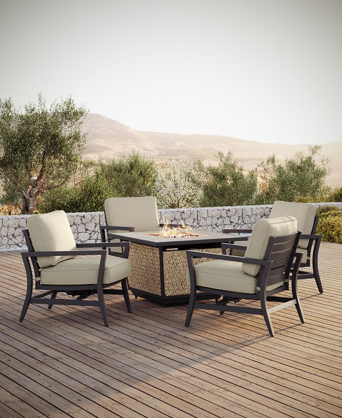 Agio Astaire Outdoor 5-Pc. Chat Set (1 Fire Pit & 4 Rocker Chairs ...