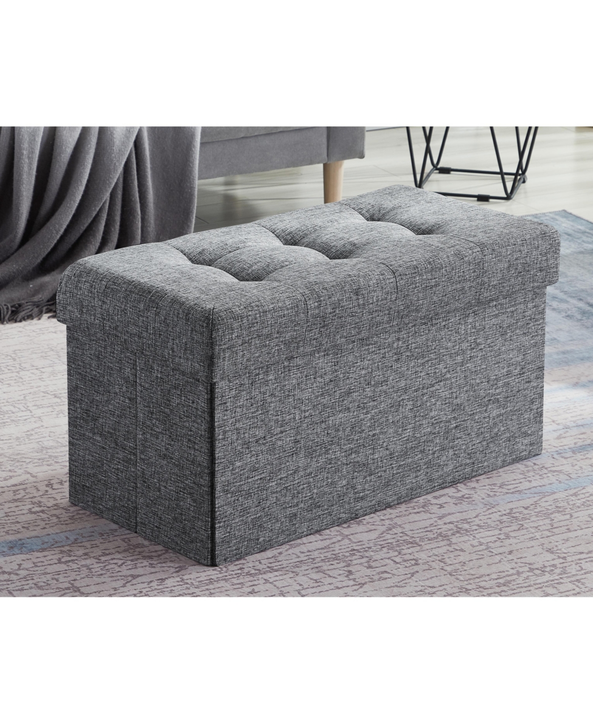 Click here for Ornavo Home Collapsible Tufted Linen Bench Storage... prices