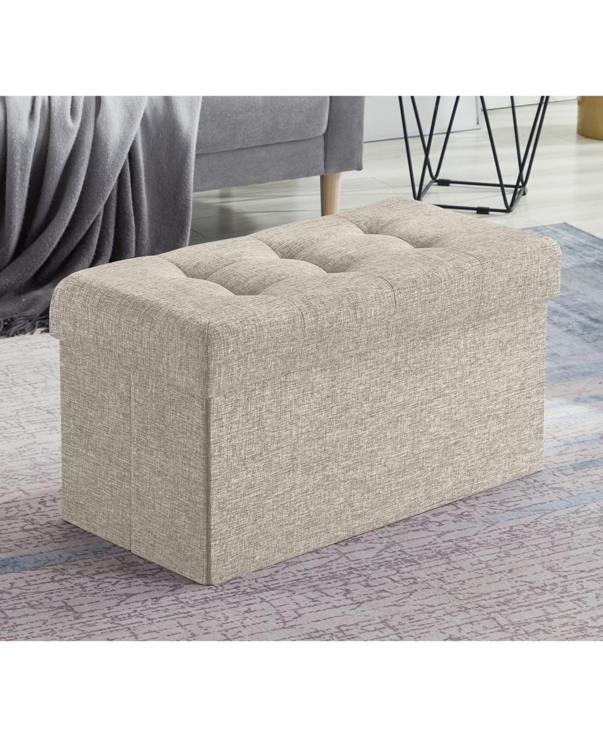 Click here for Ornavo Home Collapsible Tufted Linen Bench Storage... prices