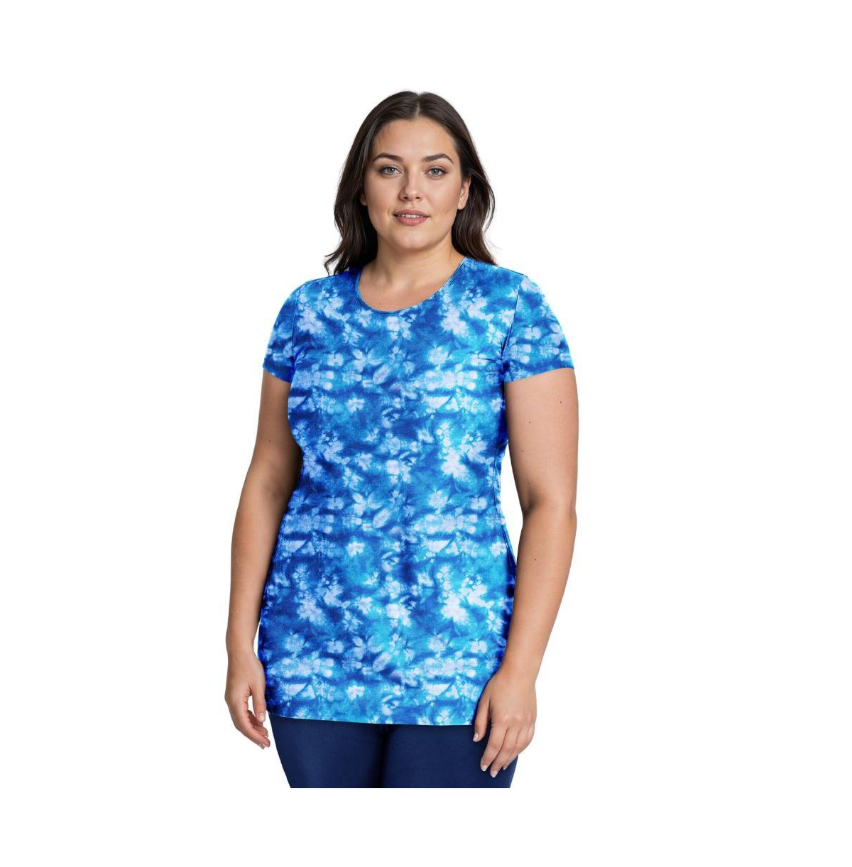 Click here for Calypsa Plus Size Anna Swim Tunic - Blue tie dye prices
