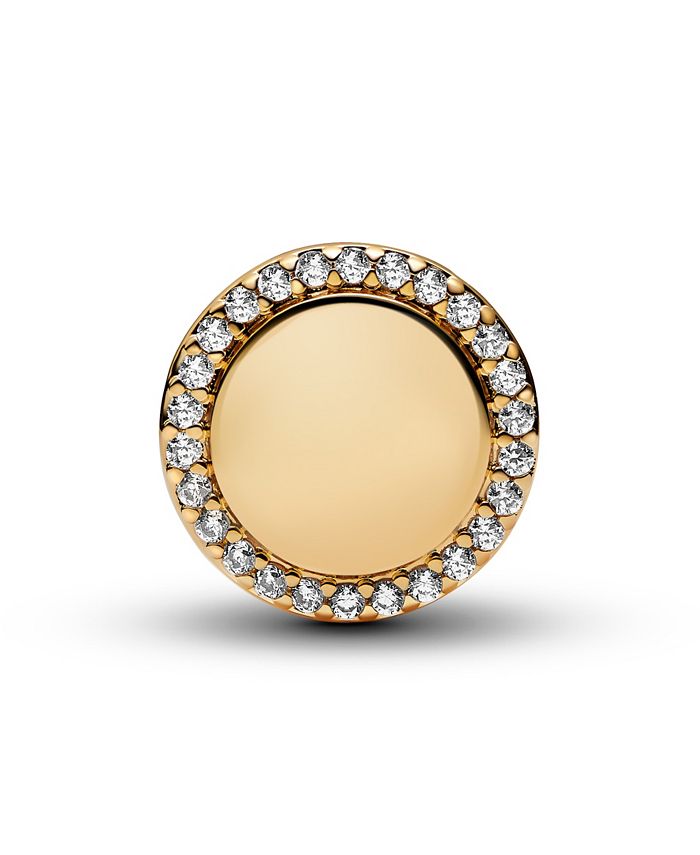 Pandora 14K Gold-Plated Engravable Sparkling Button Charm - Macy's