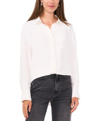 Vince Camuto Women's Grommet-Trimmed Button-Front Top - Macy's