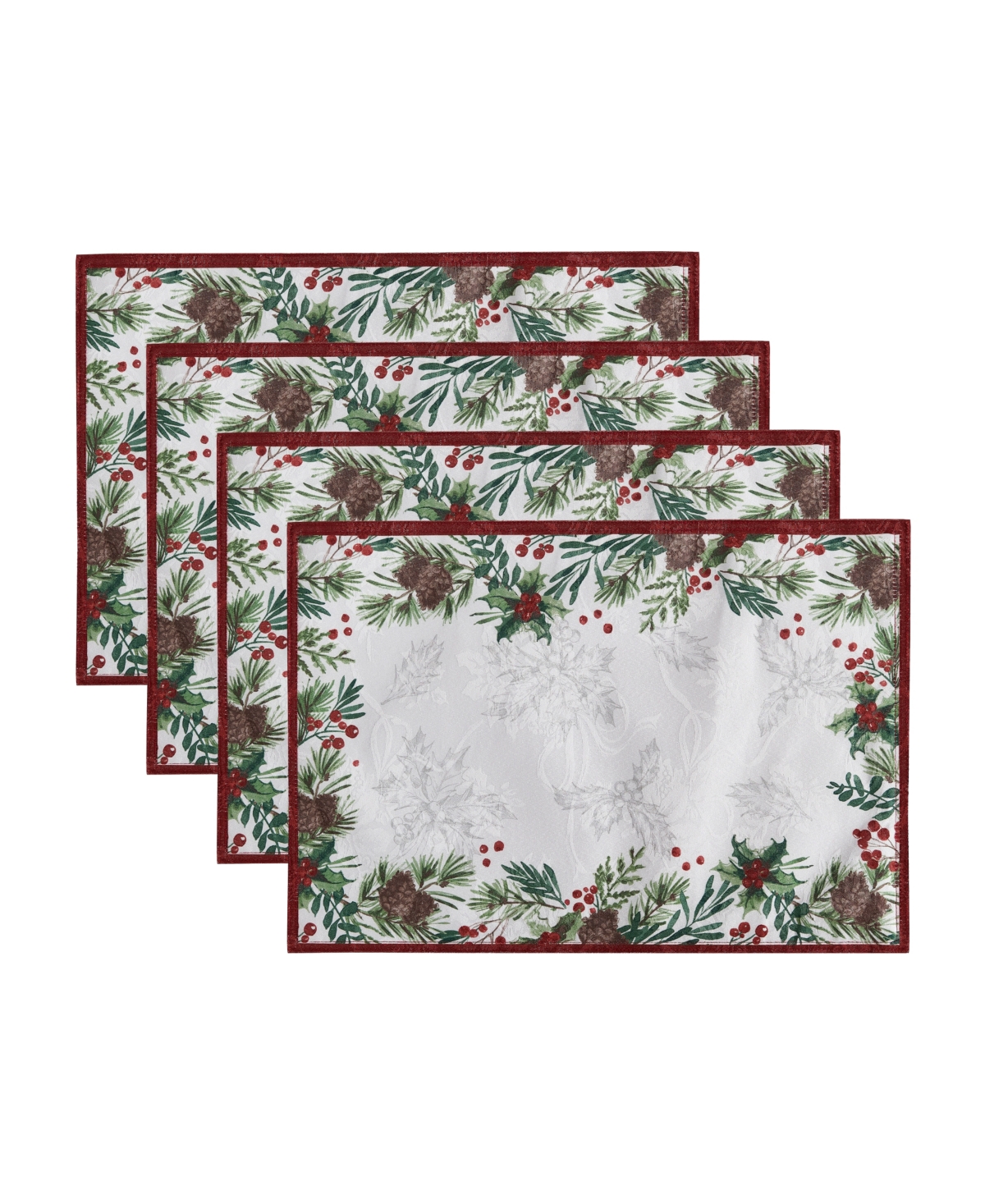 Click here for Elrene Holly Berry Flourish Holiday Fabric Placema... prices