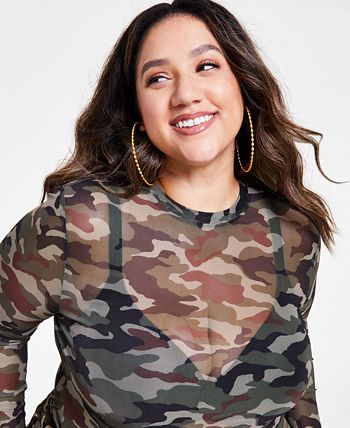 Nina Parker Trendy Plus Size Sheer Mesh Top - Macy's